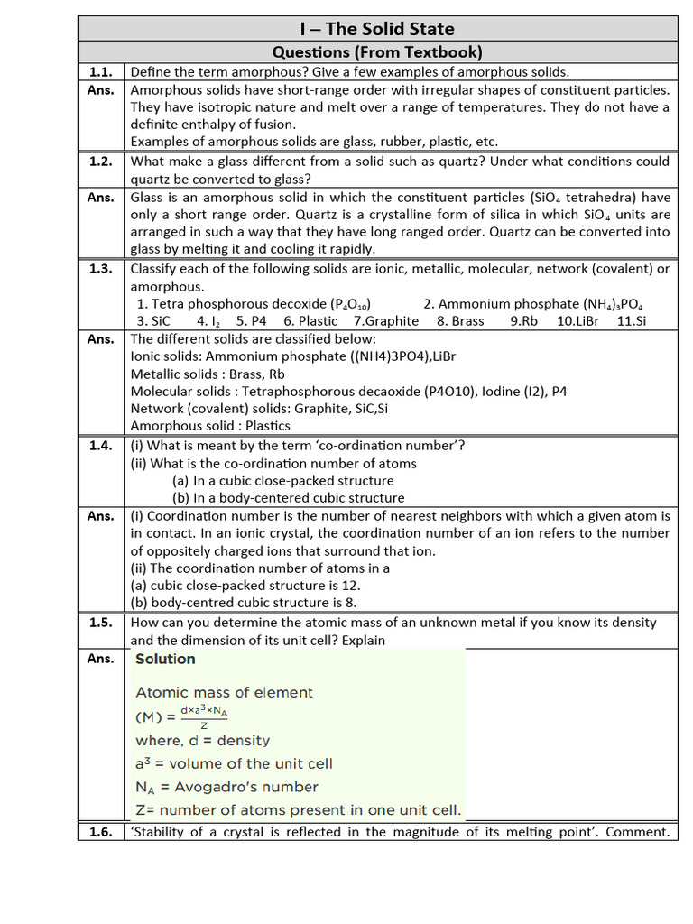 Chemistry Notes | PDF | Crystal Structure | Electrical Resistivity And ...