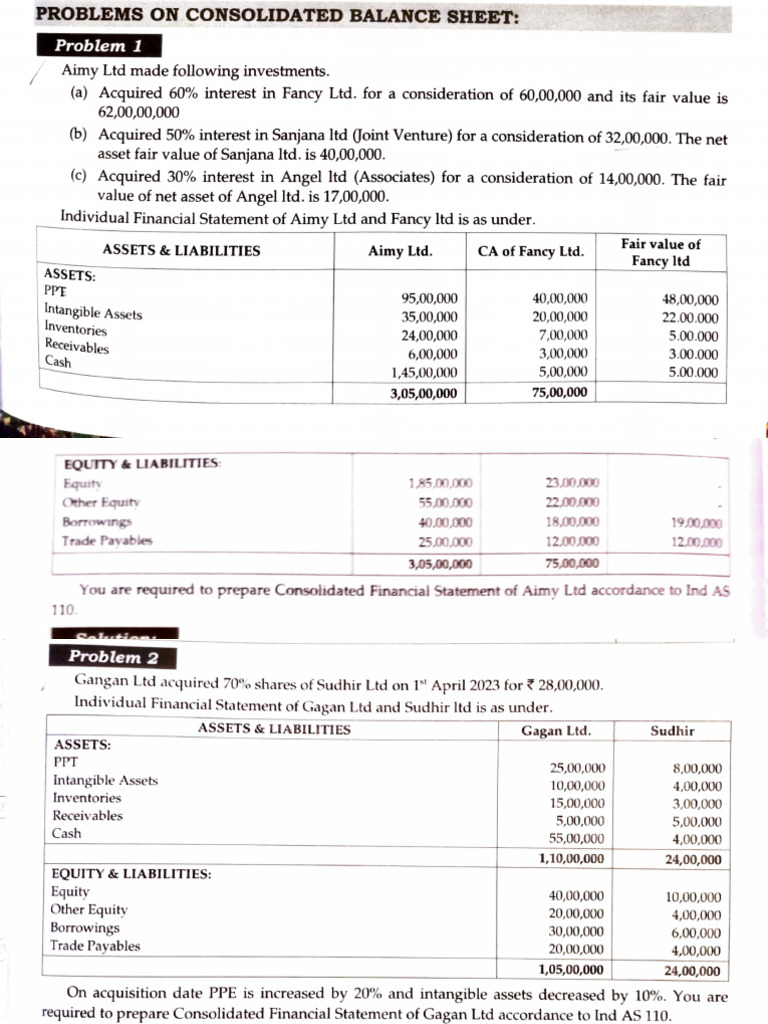 Problems On CFS & SFS | PDF | Equity (Finance) | Balance Sheet