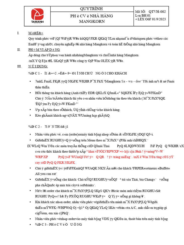 OPS 002 SOP Service | PDF