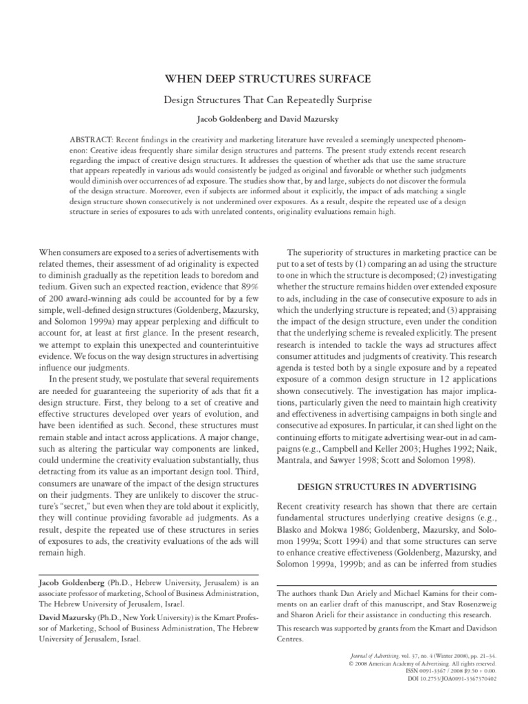 When Deep Structures Surface Advertising | PDF | Analogy | Creativity