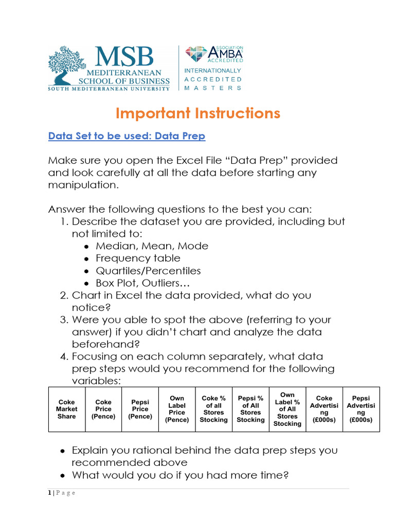 Data Prep - Understanding - Instructions | PDF | Business