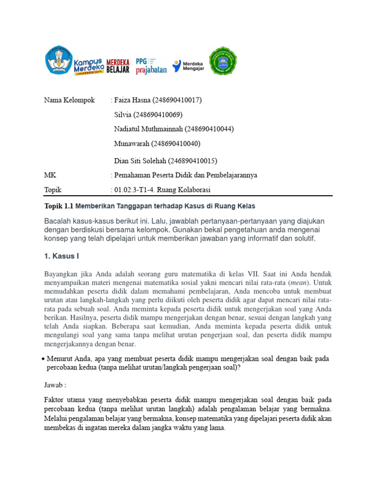 Tugas Kelompok Ruang Kolaborasi MK Pemahaman Peserta Didik Dan ... Tugas Kelompok Ruang Kolaborasi MK Pemahaman Peserta Didik Dan ...