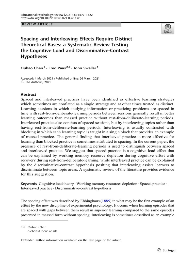 Spacing and Interleaving Effects Require Distinct Theoretical Bases - A ...