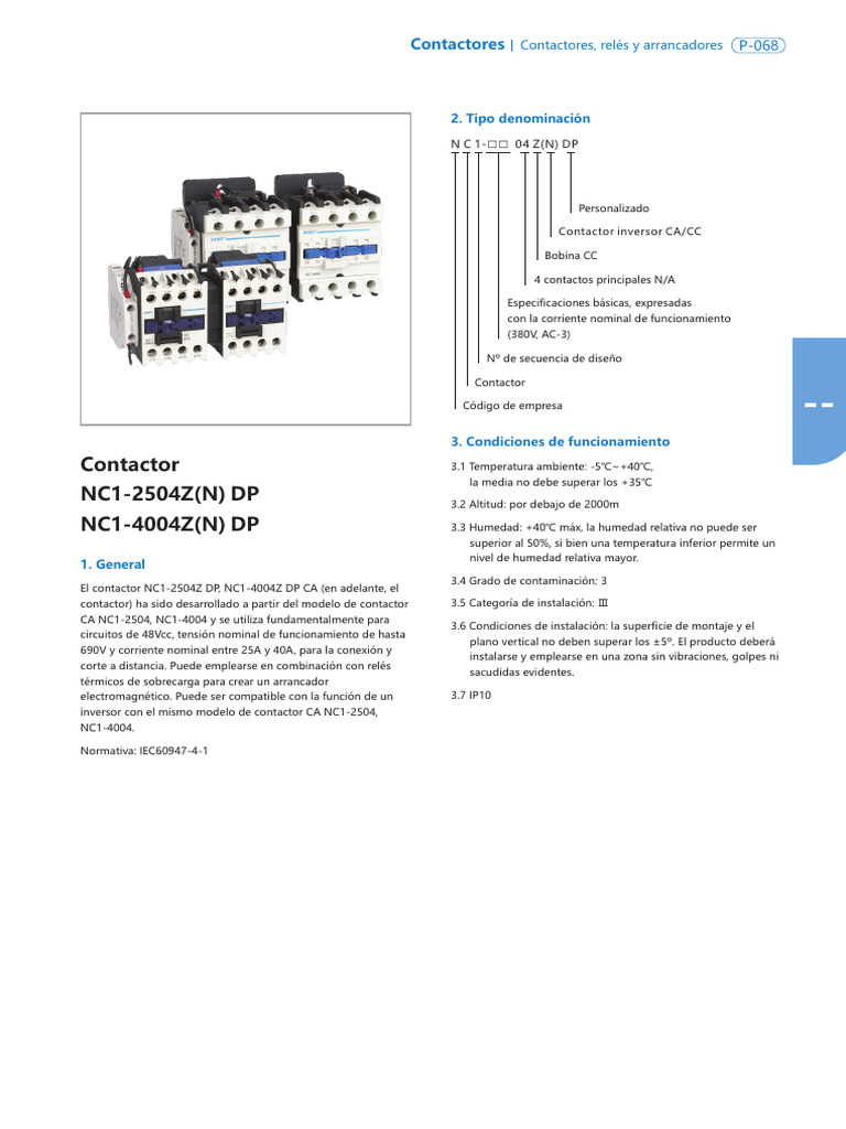 Ficha Chint Serie NC1-Z | PDF | Relé | Energia electrica