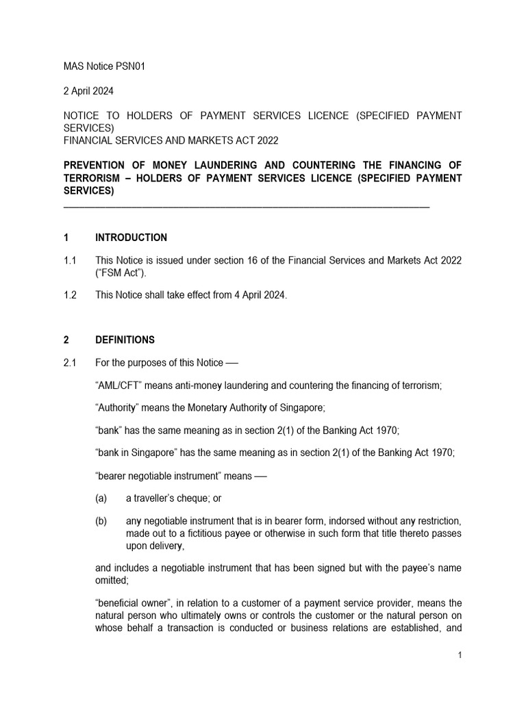 AML/CFT Notice for Payment Services | PDF | Wire Transfer | Stored ...