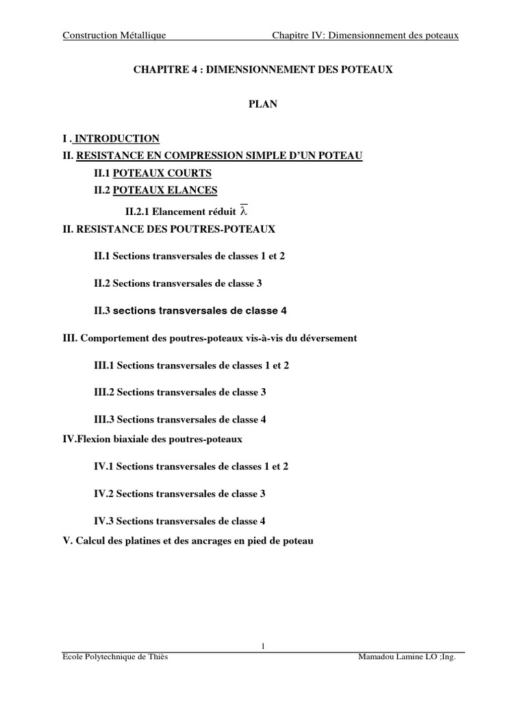 Dimensionnement des poteaux en acier | PDF | Flambage | Résistance des ...