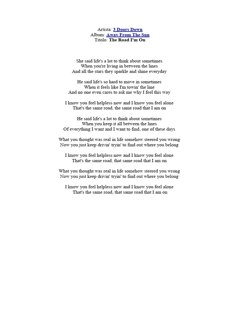 The Road I'm On Lyrics Analysis | PDF | Art