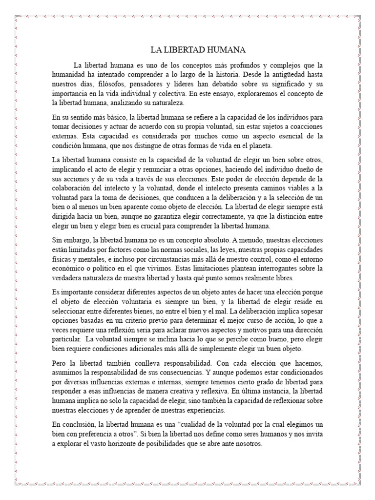 La Libertad Humana | PDF | Libertad | Ciencias del comportamiento