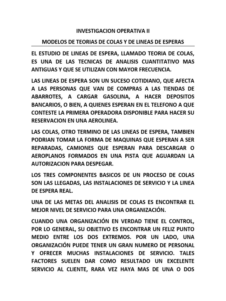 Investigacion Operativa Ii-Colas | PDF