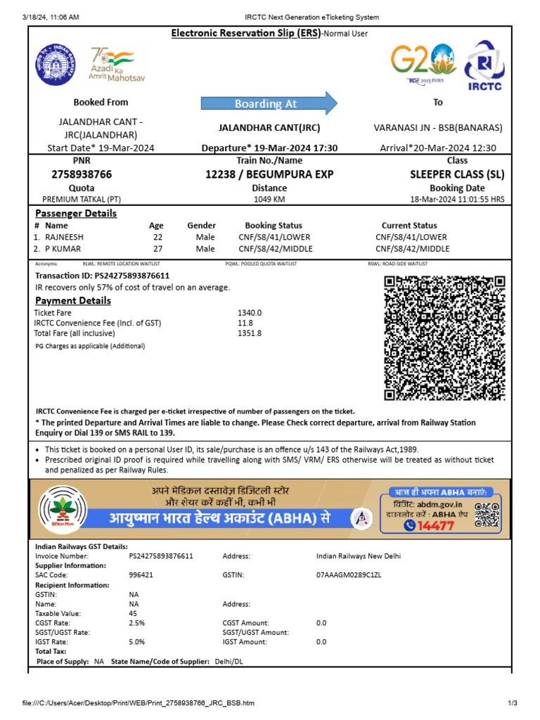 IRCTC Next Gen eTicketing Overview | PDF | Taxes | Taxation