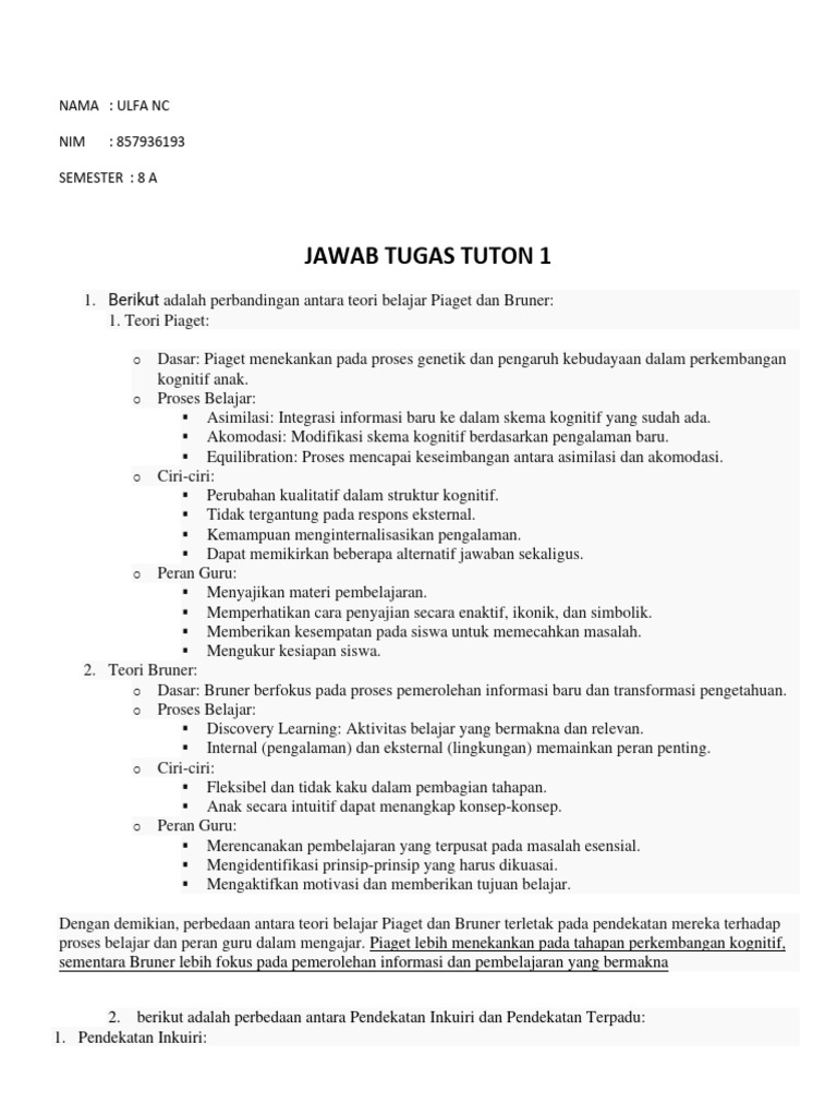 Jawaban Tugas Tuton 1 Ulfa | PDF