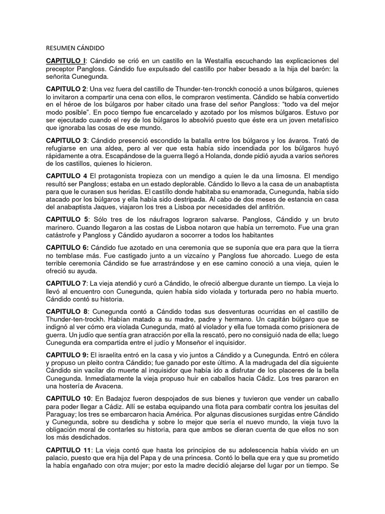 RESUMEN CÁNDIDO | PDF | Sincero