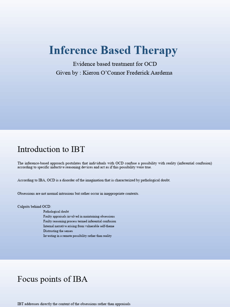 Inference Based Therapy | PDF | Obsessive–Compulsive Disorder ... Inference Based Therapy | PDF | Obsessive–Compulsive Disorder ...
