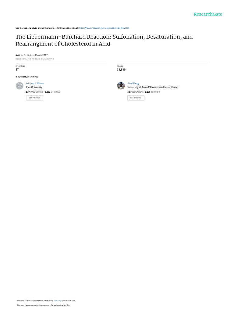 Liebermann-Burchard Reaction Study | PDF | Acetic Acid | Chemistry