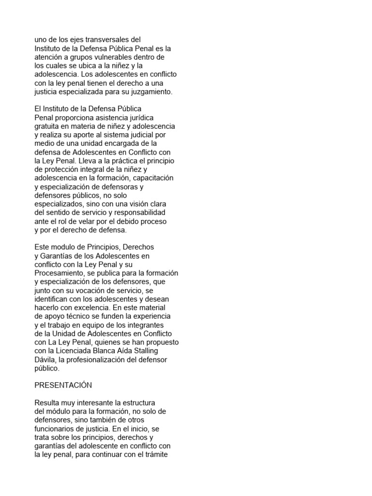 Principios, Derechos y Garantias de Los Adolescentes en Conflicto ... Principios, Derechos y Garantias de Los Adolescentes en Conflicto ...