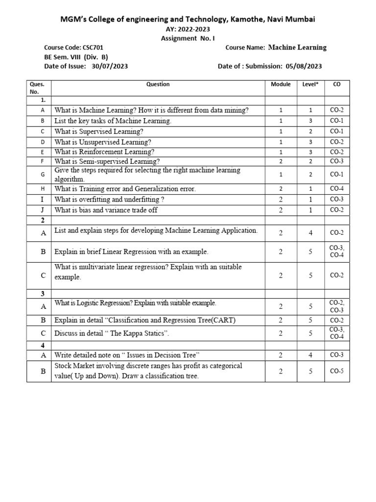 ML Assignment No 1 | PDF | Machine Learning | Applied Mathematics