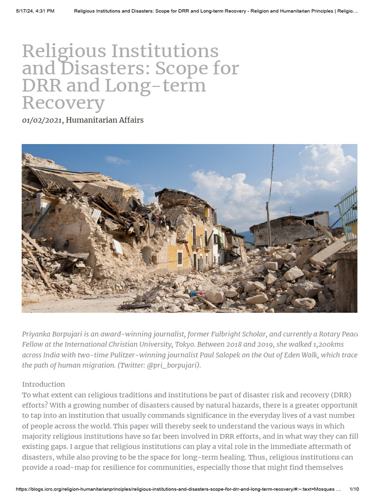 Religious Institutions and Disasters: Scope For DRR and Long-Term ...