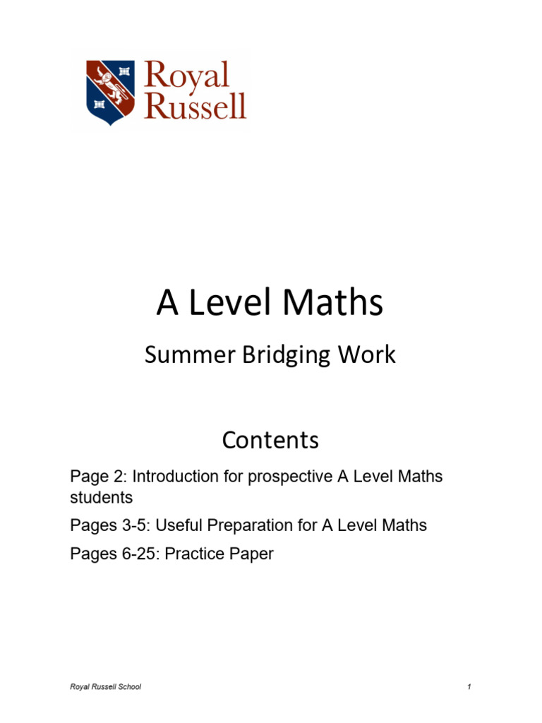 Maths Bridging Work 20201 | PDF | Equations | Quadratic Equation