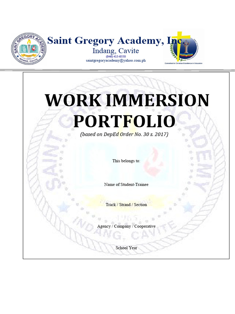 WORK IMMERSION PORTFOLIO Based On DepEd-1 | PDF | Job Interview ...