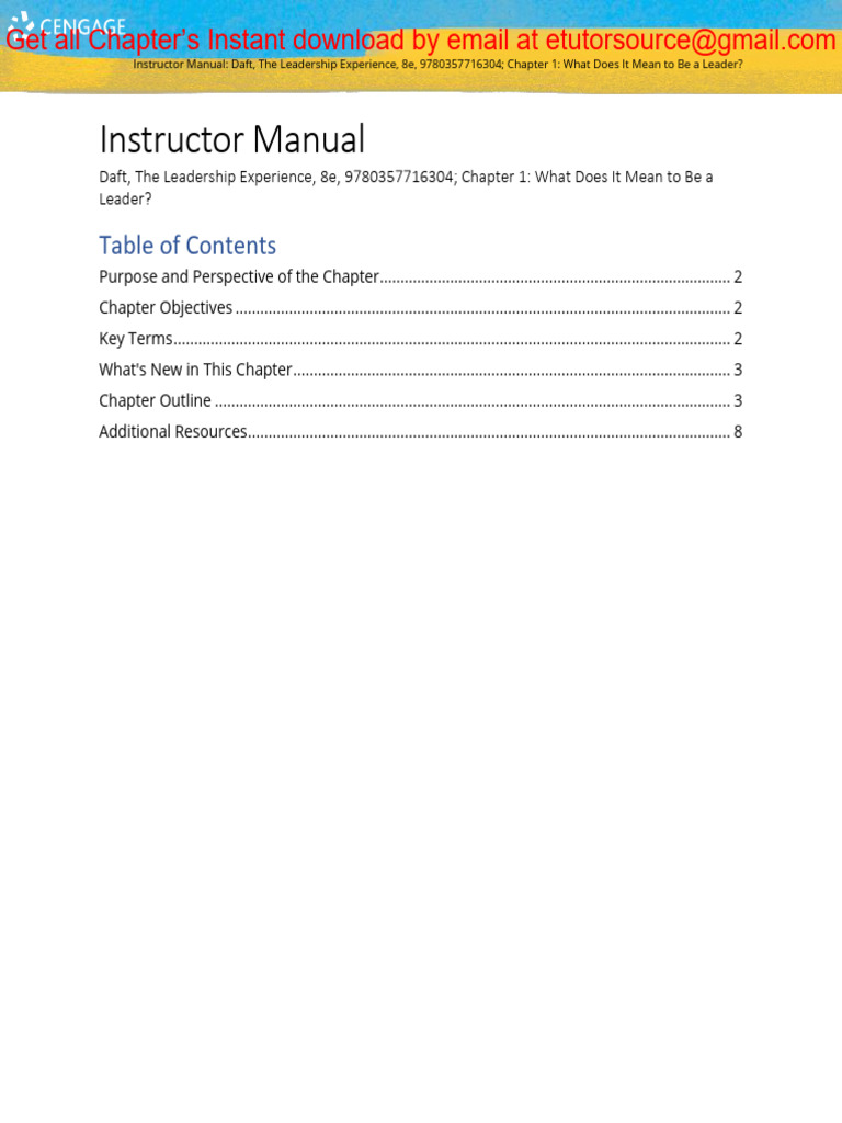 Solution Manual For The Leadership Experience, 8th Edition Richard Daft ...