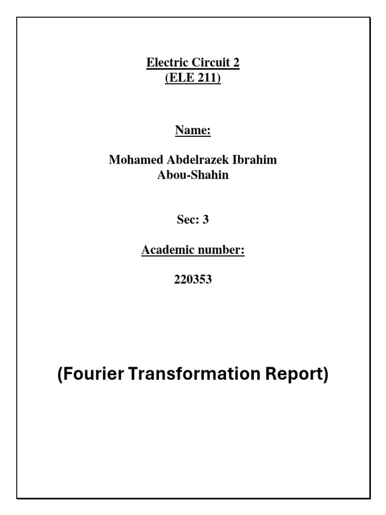 Fourier Transform Report Pdf Fourier Transform Spectral Density