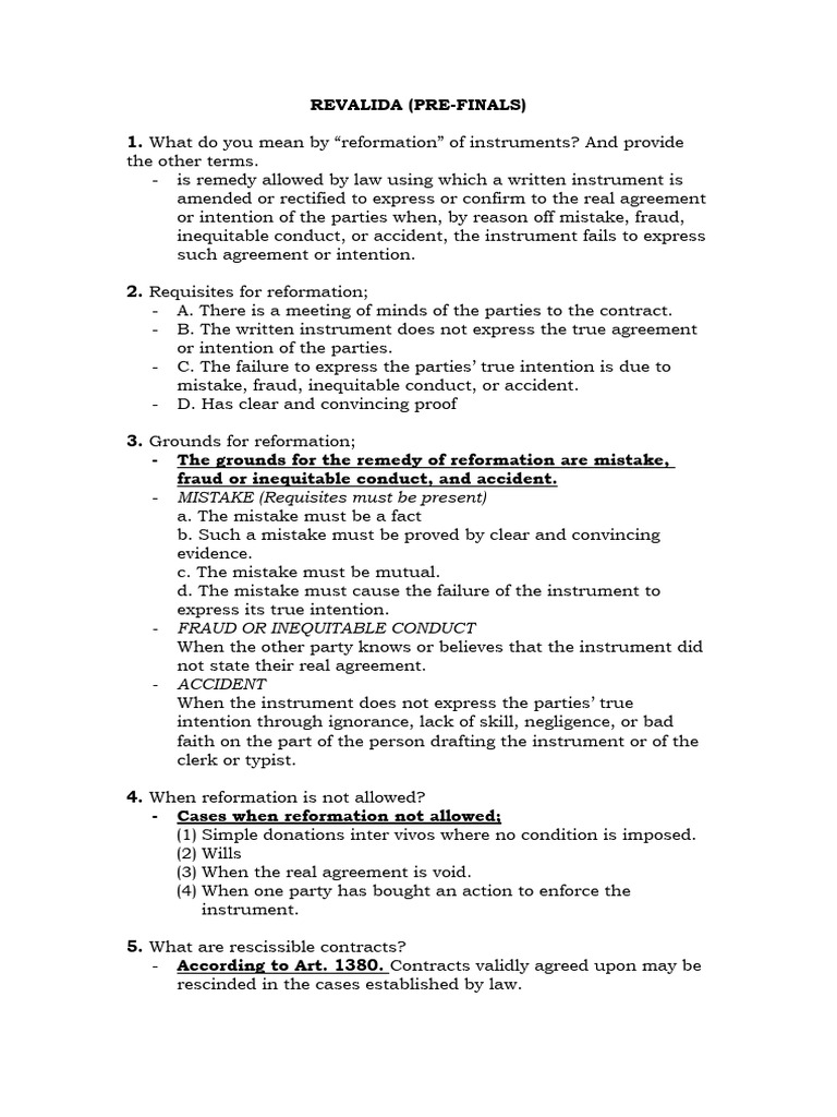 Revalida Prefinals | PDF | Private Law | Common Law