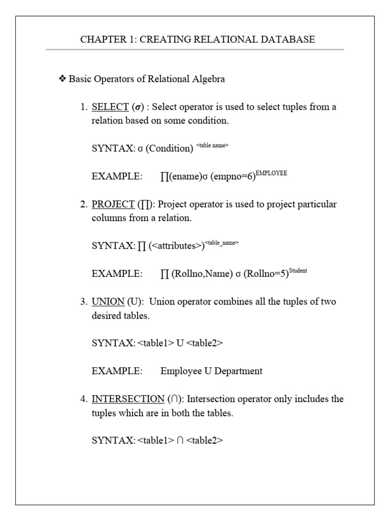 CH1 Syntax | PDF | Sql | Relational Model