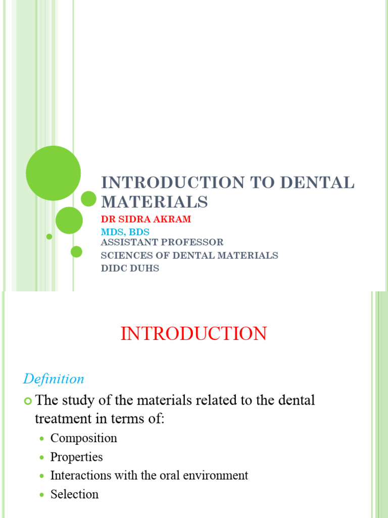 Introduction To Dental Materials | PDF | Polymers | Dental Material