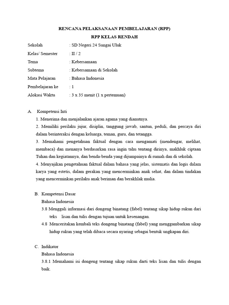 pEMBELAJARAN TERPADU (RPP) TUGAS 1 | PDF