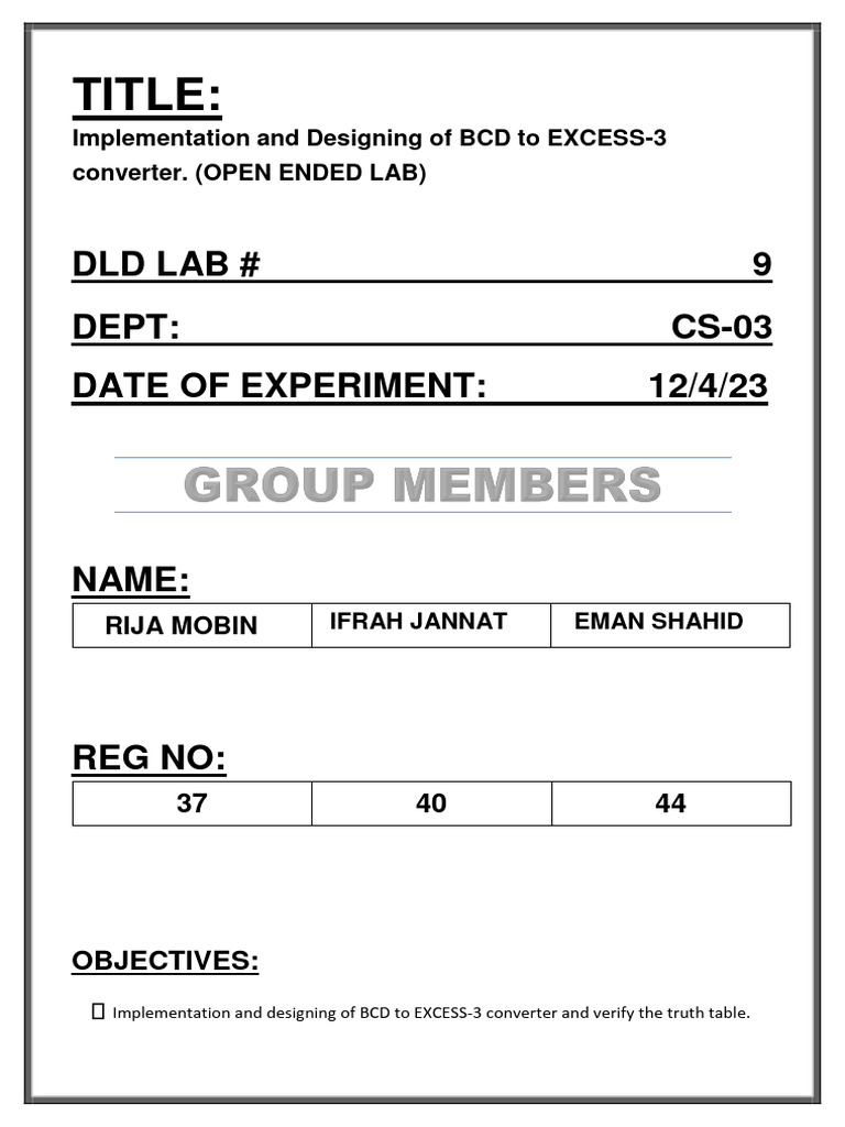 Dld Lab 9 Download Free Pdf Binary Coded Decimal Arithmetic 