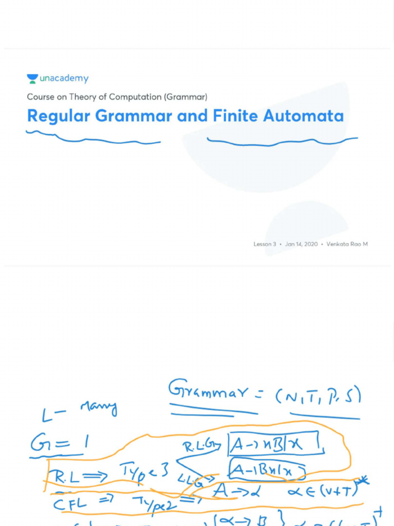 Regular Grammar and Finite Automata | PDF