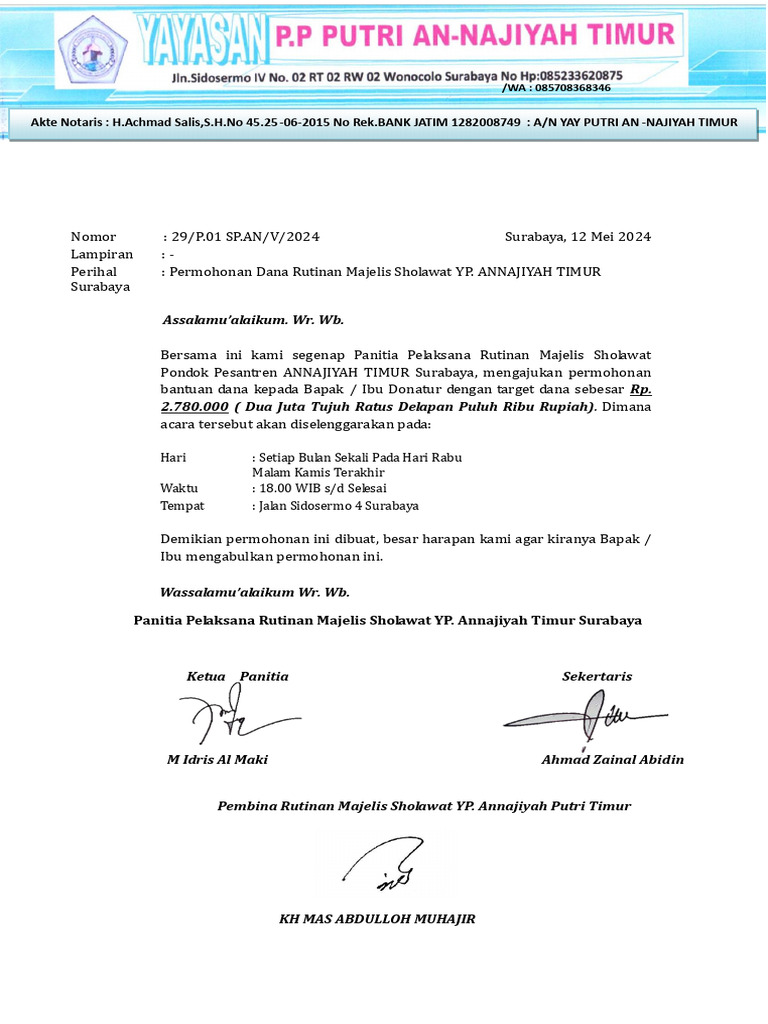 Proposal Rutinan Majelis Sholawat | PDF