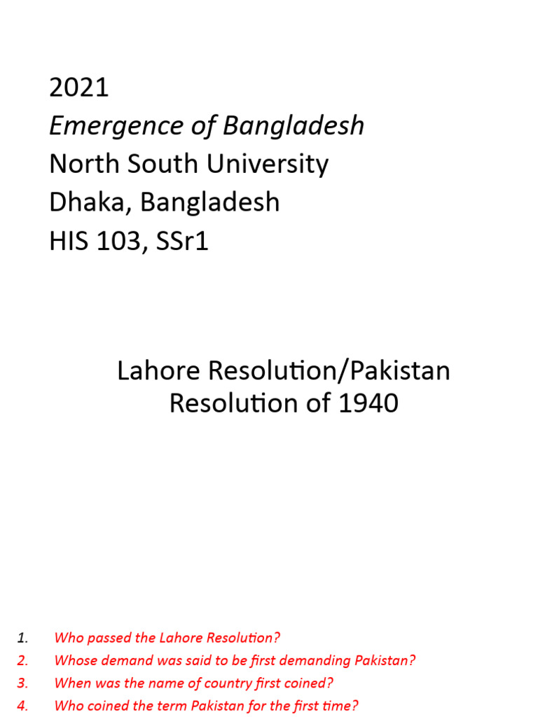 Lahore Resolution of 1940 | PDF | All India Muslim League | Muhammad ...