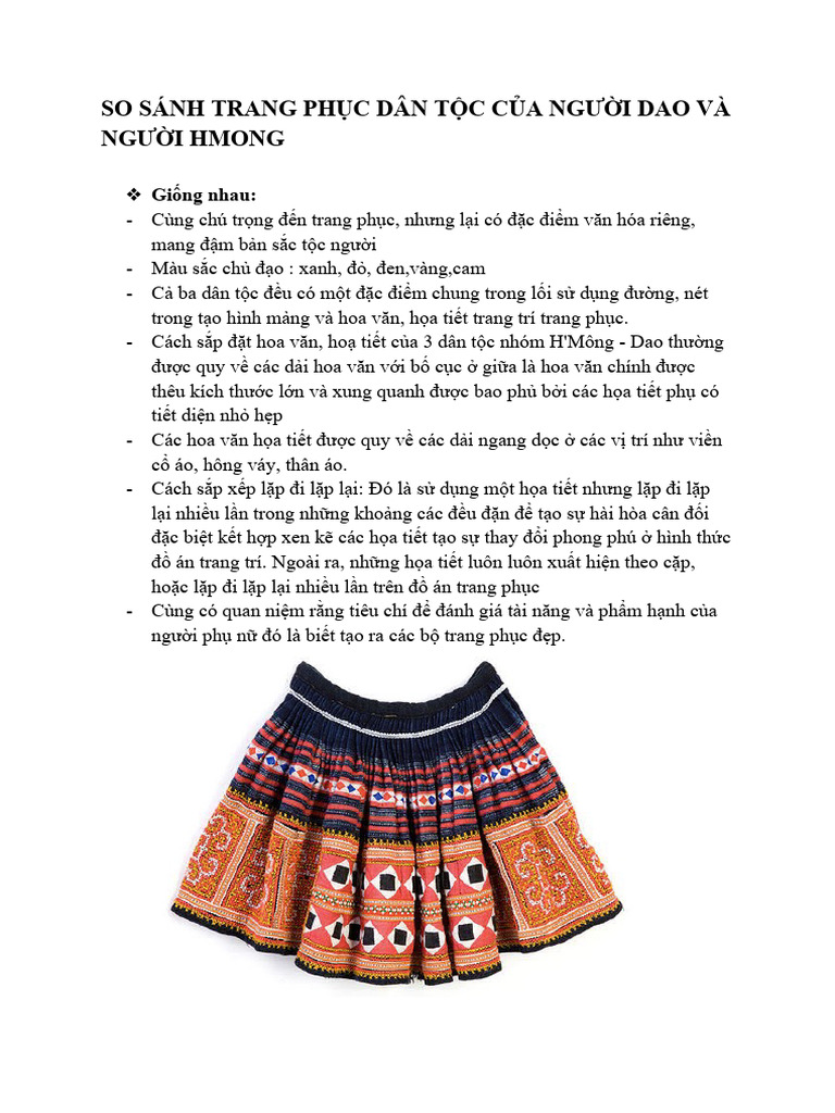 So Sánh Trang PH C Dân T C C A Ngư I Dao Và Ngư I Hmong | PDF