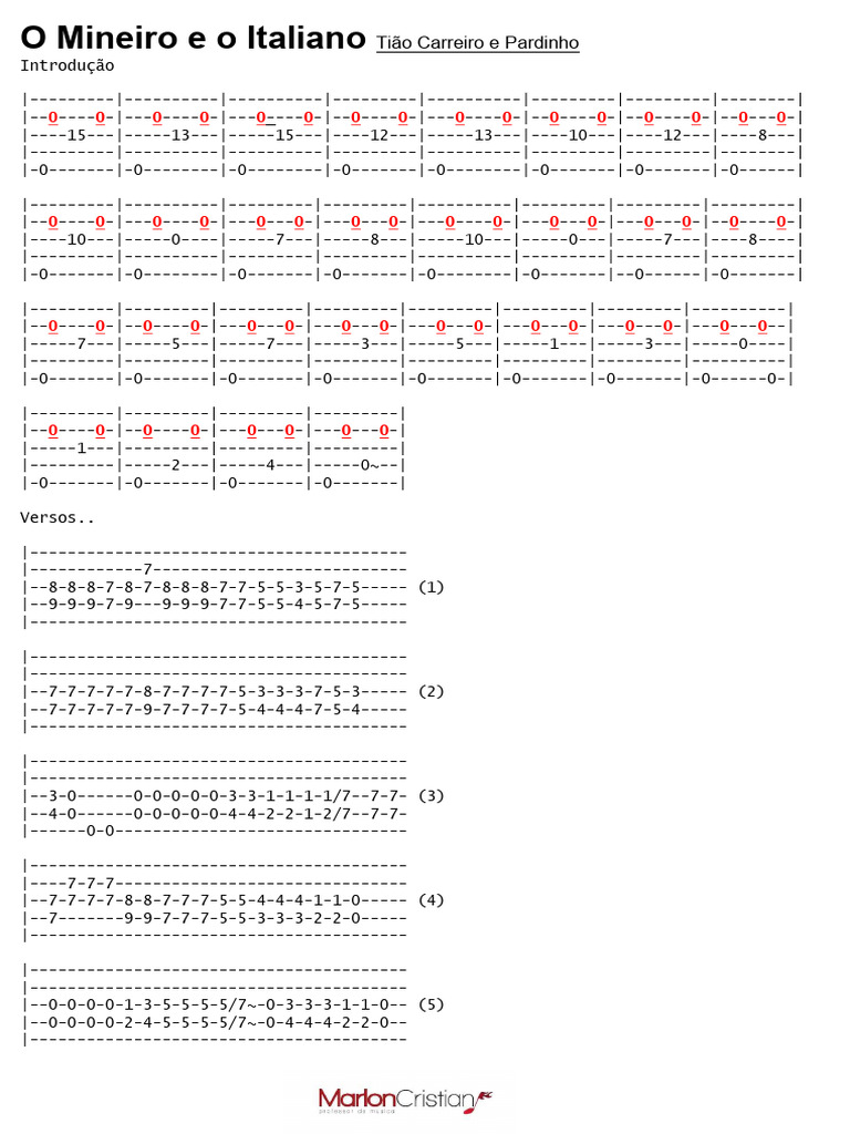 O Mineiro e o Italiano - Live | PDF