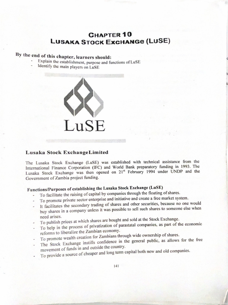 Lusaka Stock Exchange | PDF