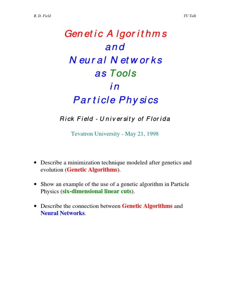 Genetic Algorithms in Particle Physics | PDF | Quark | Gene