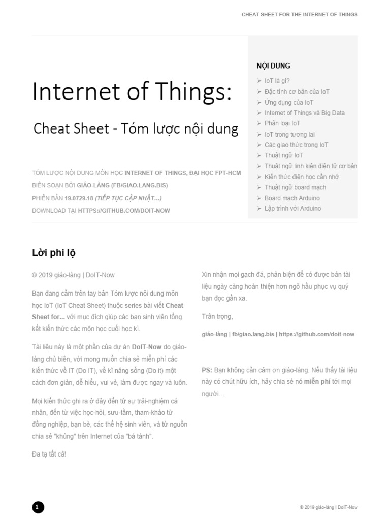 (Giao - Lang) IoT Cheat Sheet-19.0729.18 | PDF
