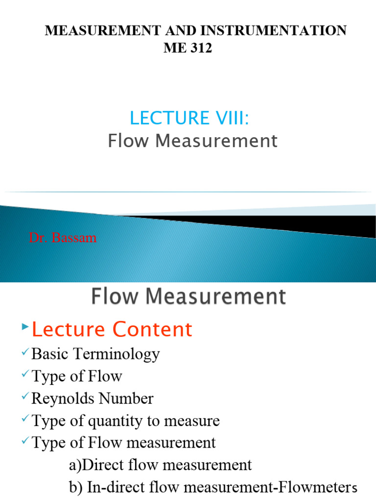 Lecture VIII SAwadalla | PDF | Flow Measurement | Reynolds Number Lecture VIII SAwadalla | PDF | Flow Measurement | Reynolds Number
