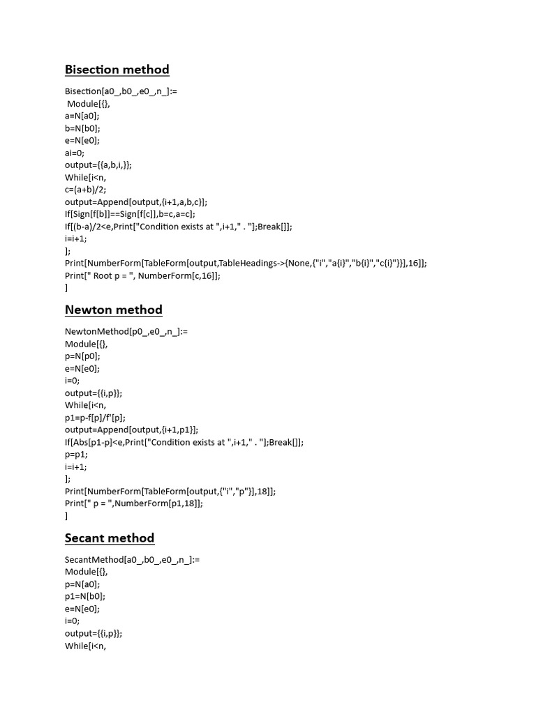 Practical Codes of Numerical Analysis | PDF | Numerical Analysis ...