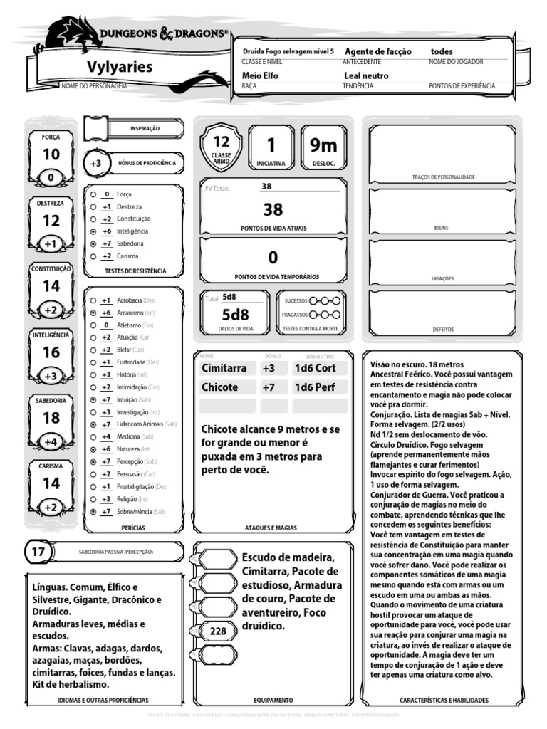 Ficha Do Druida-5 - 240118 - 133634 | PDF