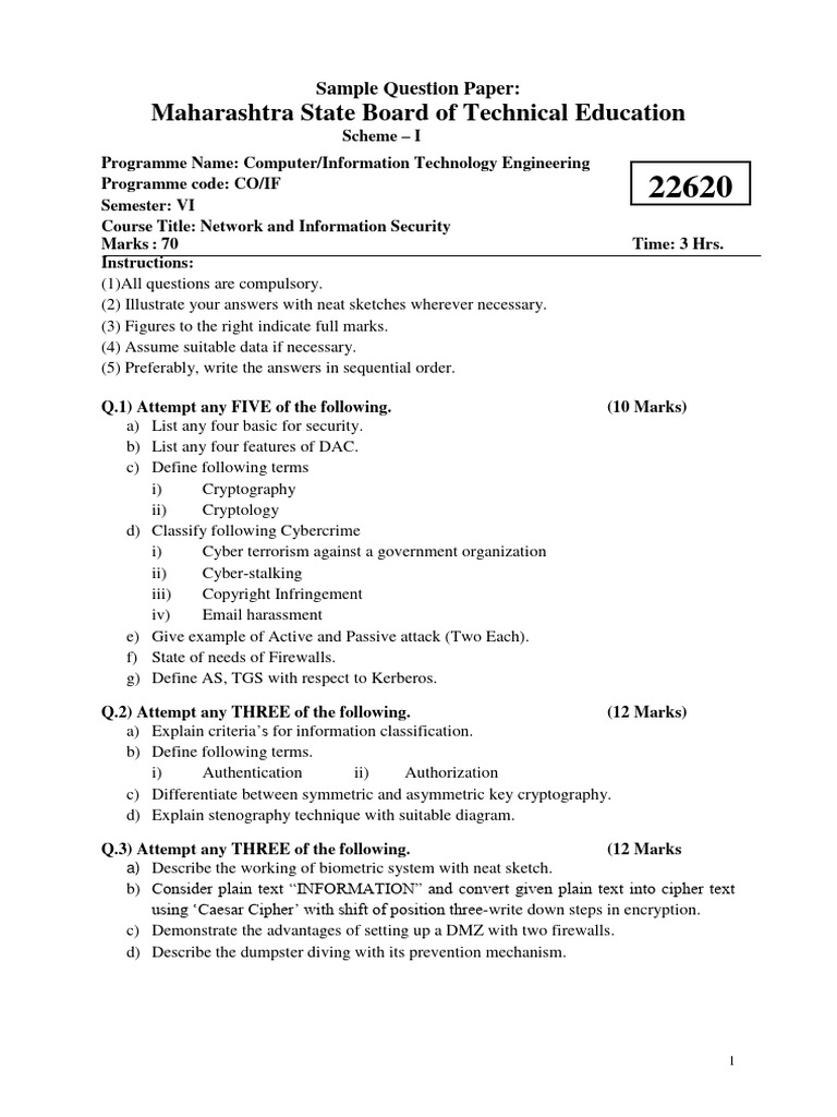 Sample Question Paper (Msbte Study Resources) | PDF | Cryptography ...