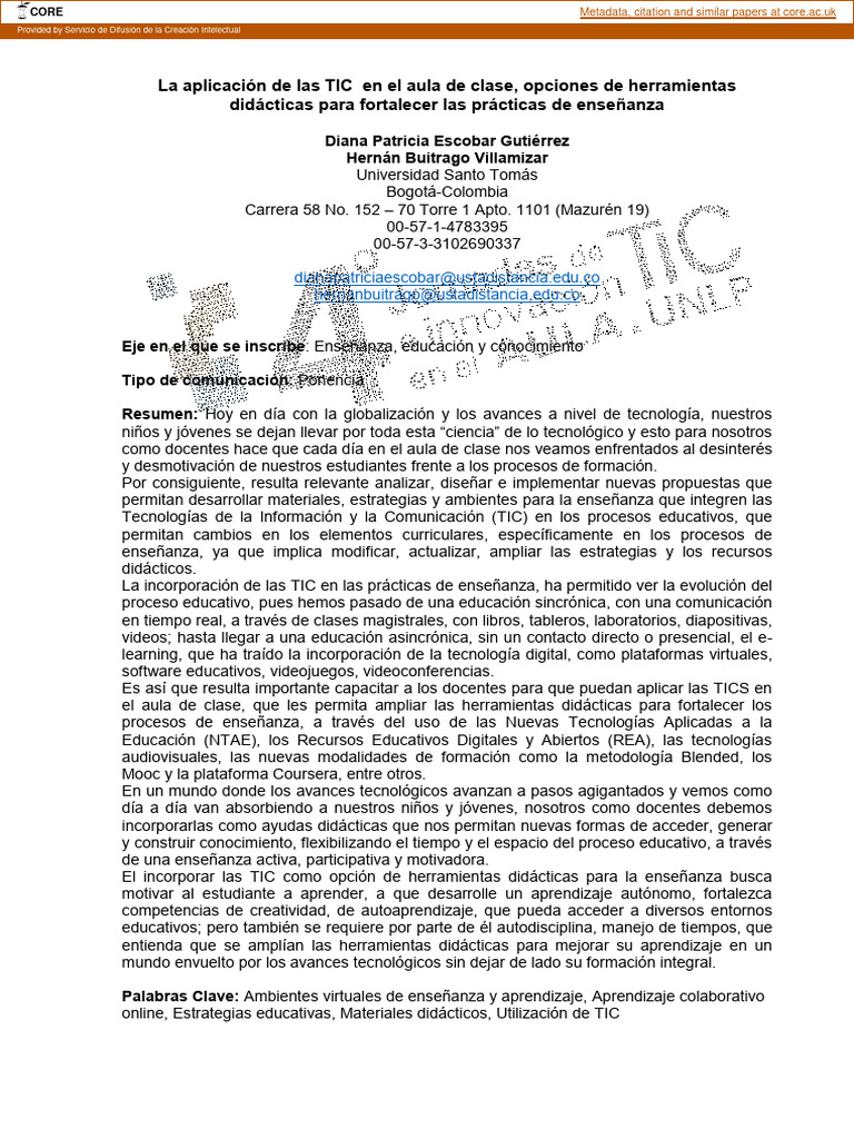 La Aplicacion de Las Tic en El Aula de Clase, Opciones de Herramientas ... La Aplicacion de Las Tic en El Aula de Clase, Opciones de Herramientas ...