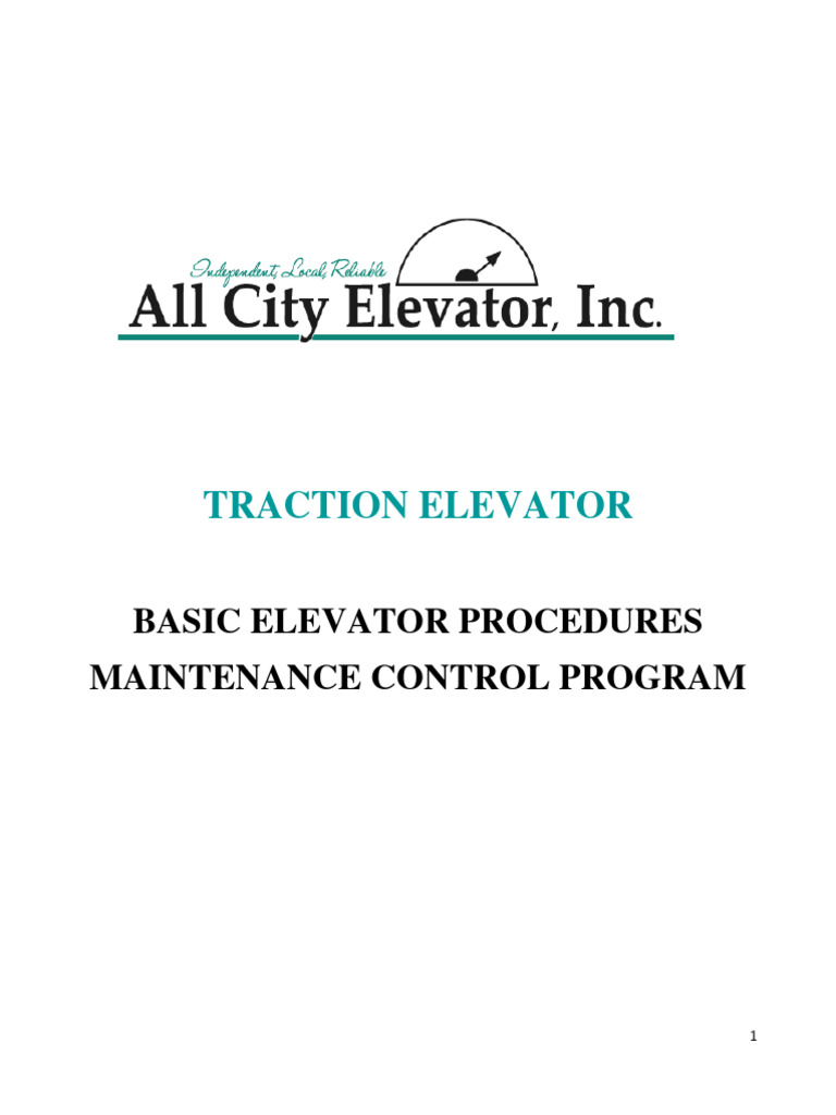Traction Elevator Maintenance Guide | PDF | Elevator | Switch
