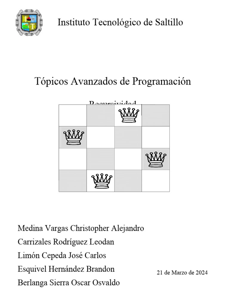 Solución Recursiva al Problema N-Reinas | PDF | Java (lenguaje de programación) | Ventana ...
