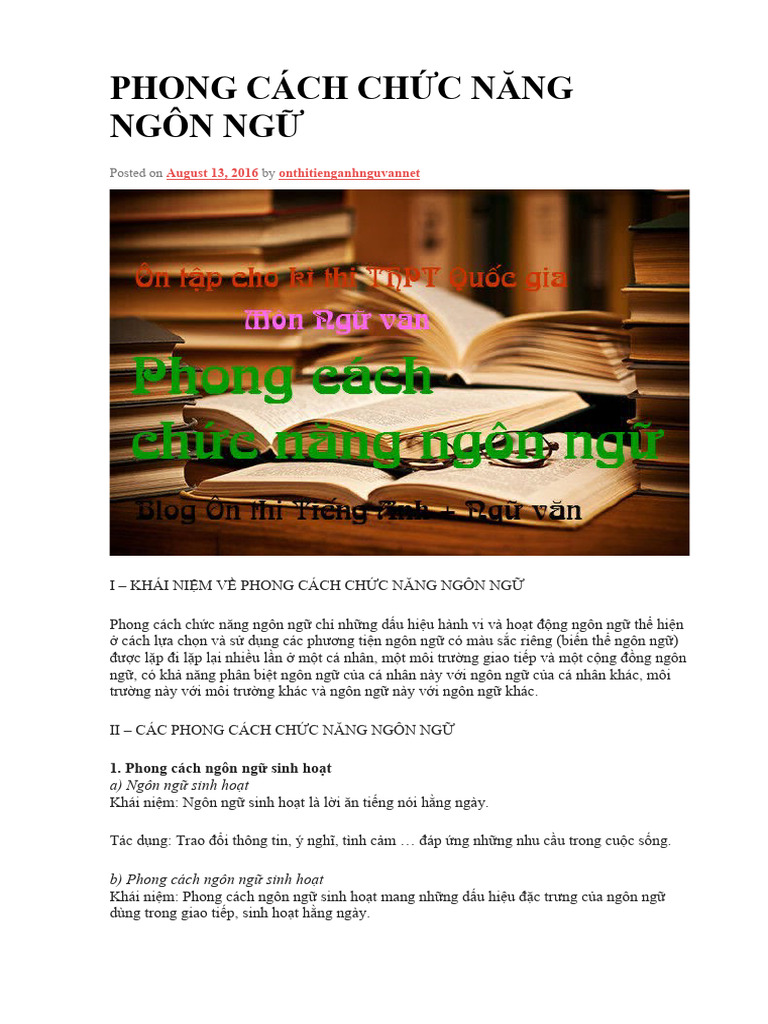 PHONG CÁCH CH C NĂNG NGÔN NG | PDF