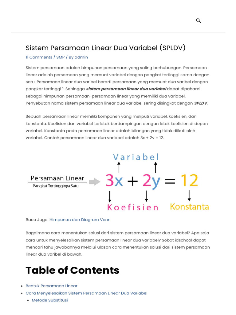 Sistem Persamaan Linear Dua Variabel (SPLDV) | PDF | Metode & Bahan Ajar