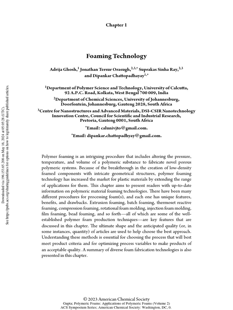 Ghosh Et Al 2023 Foaming Technology | PDF | Polystyrene | Foam