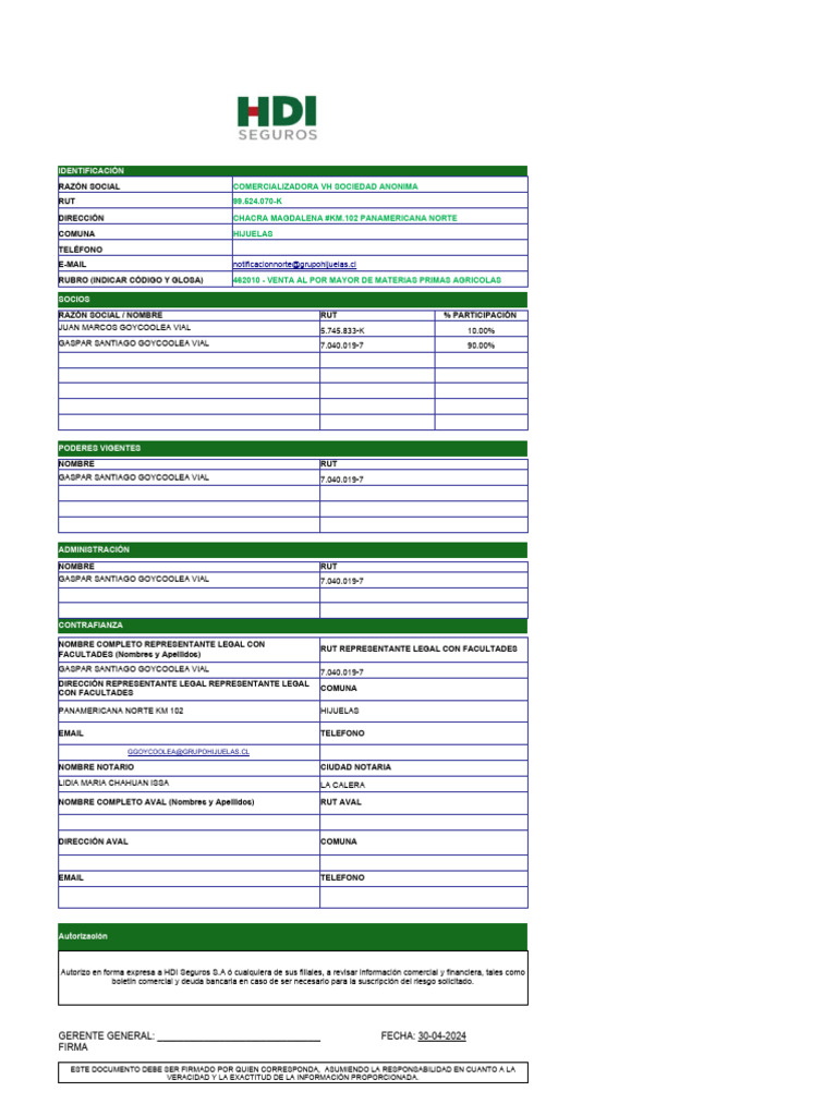 Ficha Cliente Hdi | PDF