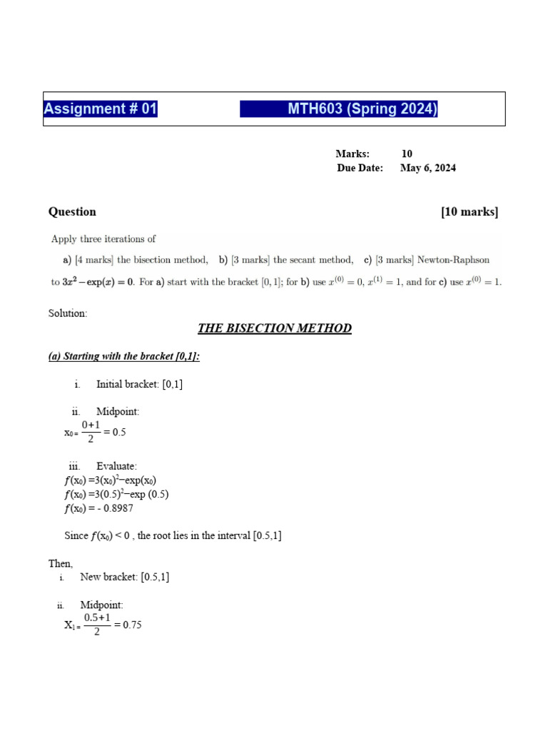 PDF File - MTH603 - Assignment 1 - Spring 2024 - Attique Ur-Rehman | PDF | Mathematical Analysis ...